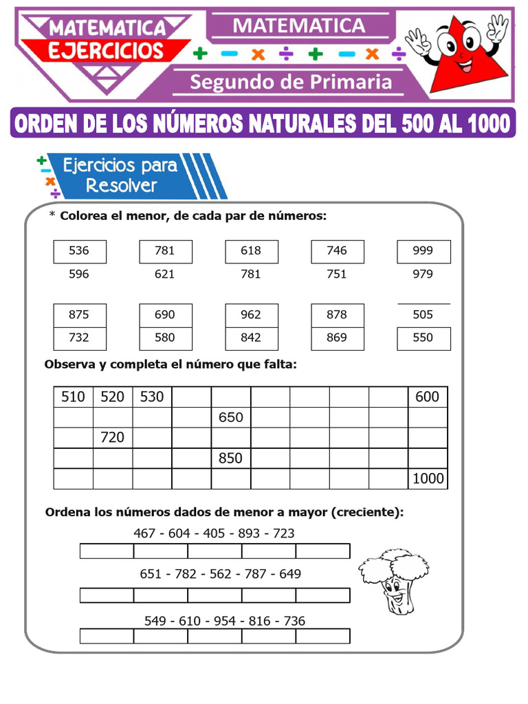 Actividades de Números hasta 1000 para 2do Grado | PDF