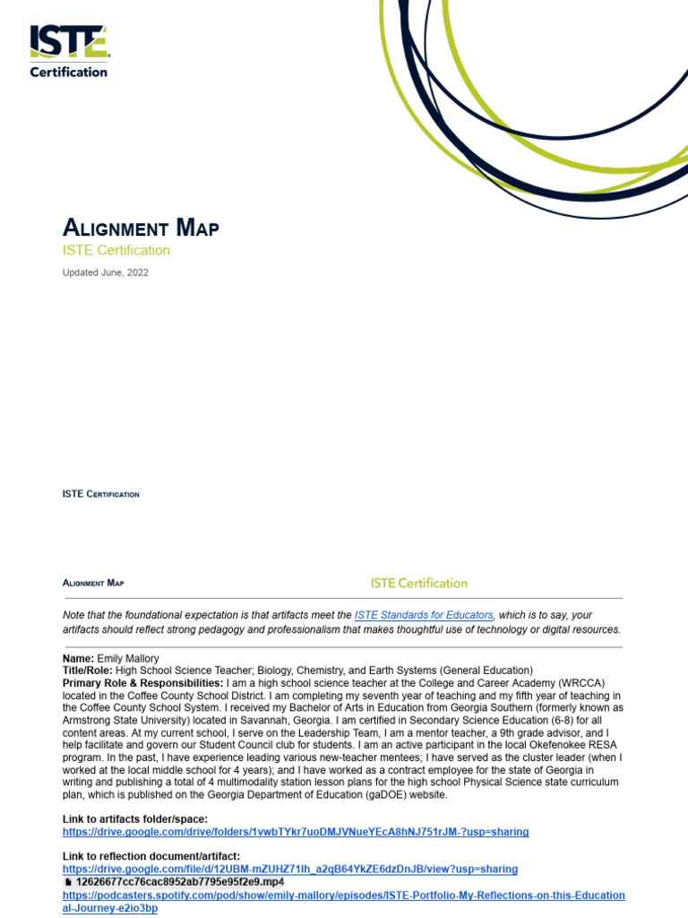 Lignment AP: ISTE Certification | PDF | Teachers | Learning