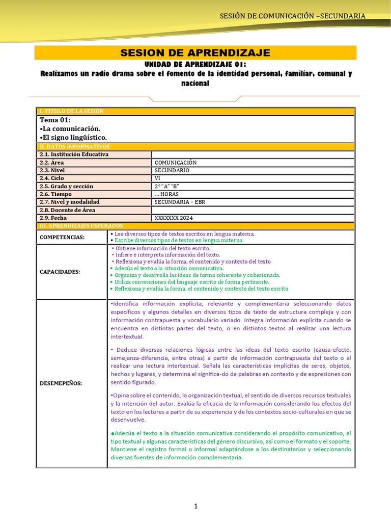 2° SESION ACTV 01 -COMUNICACIÓN 2024 | PDF | Comunicación | Evaluación