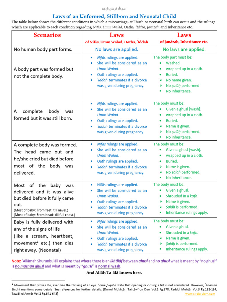 Laws of An Unformed, Stillborn and Neonatal Child | PDF | Childbirth ...
