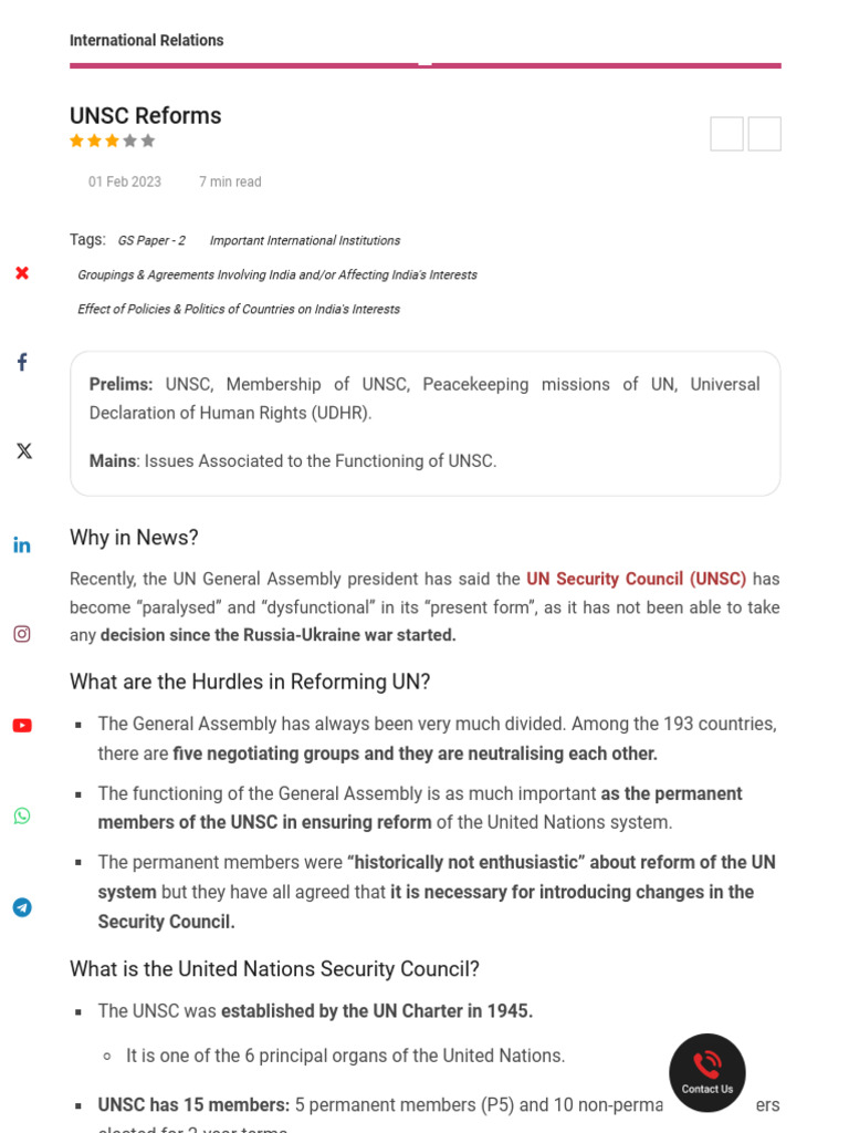 UNSC Reforms | Download Free PDF | United Nations Security Council | United Nations