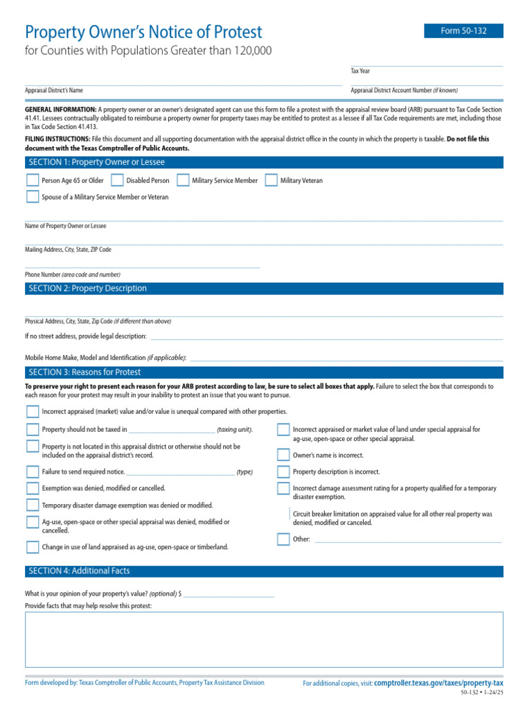 Property Owner Notice of Protest | PDF | Real Estate Appraisal ...