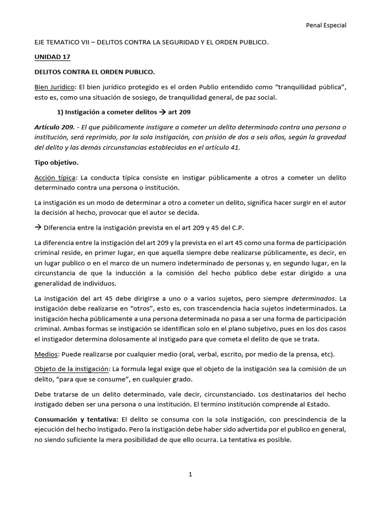 Unidad 17 - Instigacion A Cometer Delitos | PDF | Intención (Derecho ...