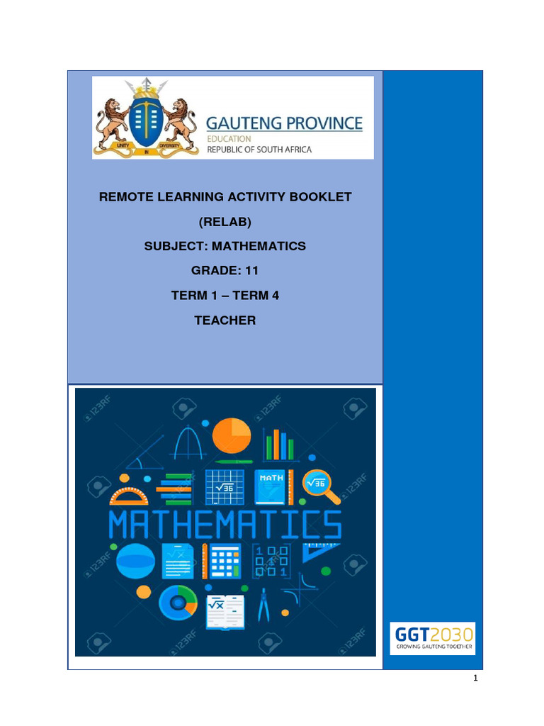 Grade 11 Mathematics RELAB (Term1 - Term 4) Teacher Booklet 1 | PDF ...