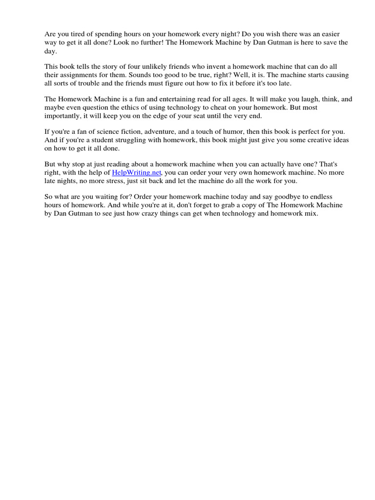 The Homework Machine by Dan Gutman | PDF | Books | Homework