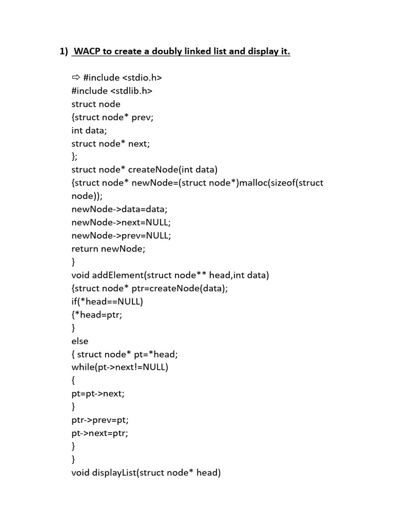 Doubly Linked List Operations C Code | PDF | Data | Algorithms And Data ...