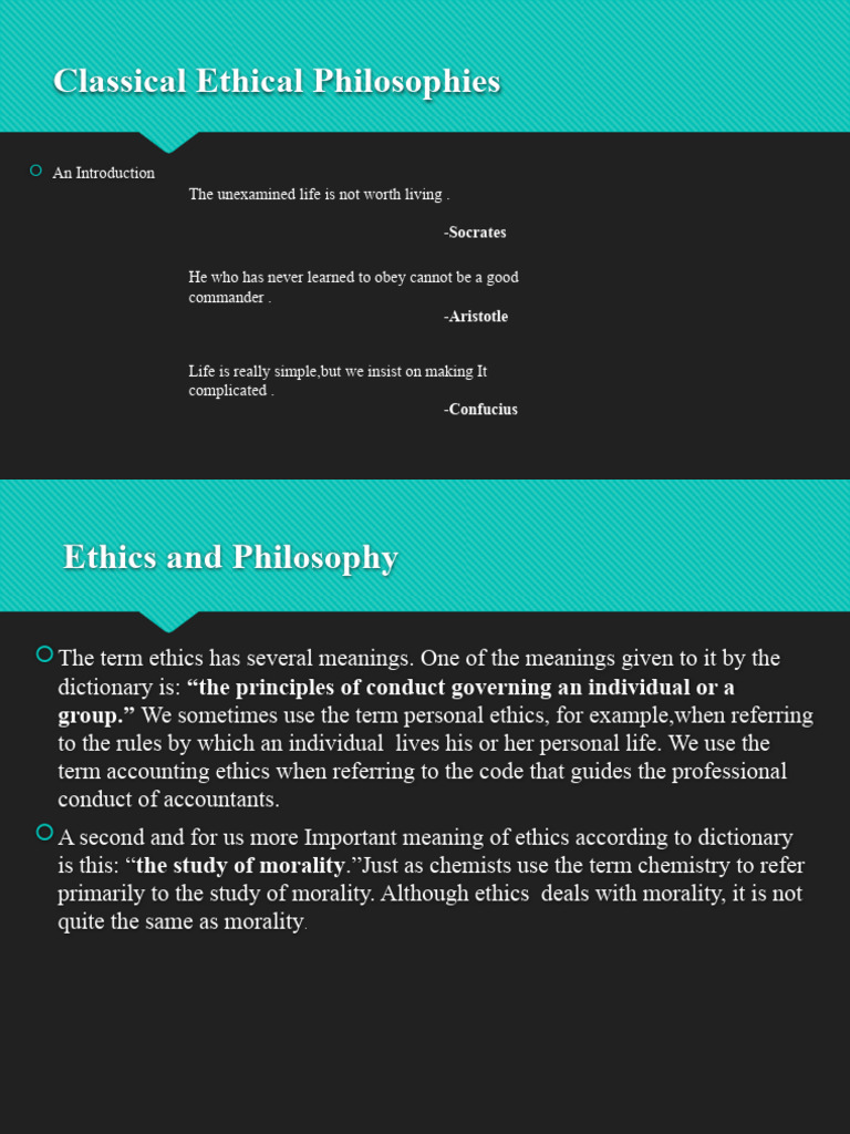 Classical Ethical Philosophies: An Introduction | PDF | Ancient Greek ...