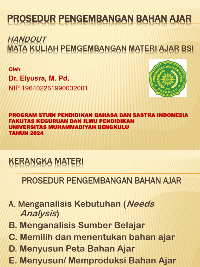 Prosedur Peng. Bahan Ajar | PDF | Karier & Perkembangan