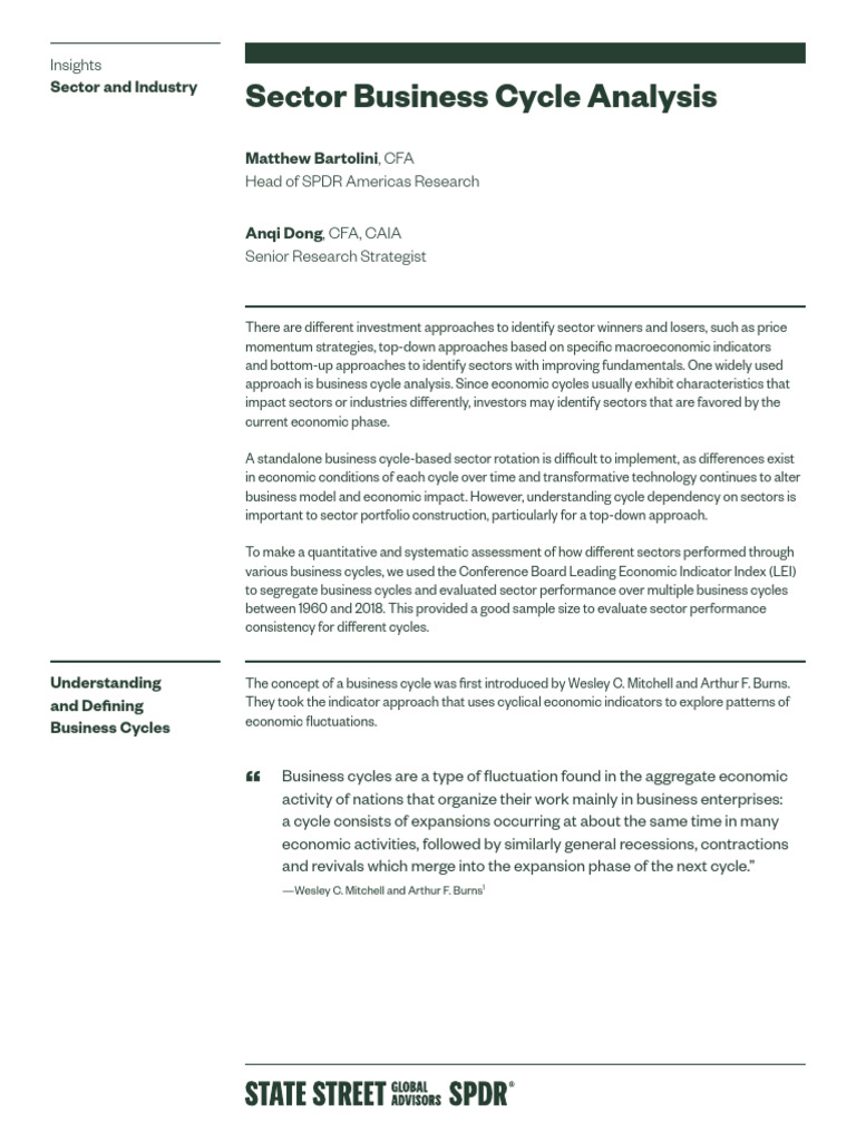Sector Performance in Business Cycles | PDF | Business Cycle | Recession
