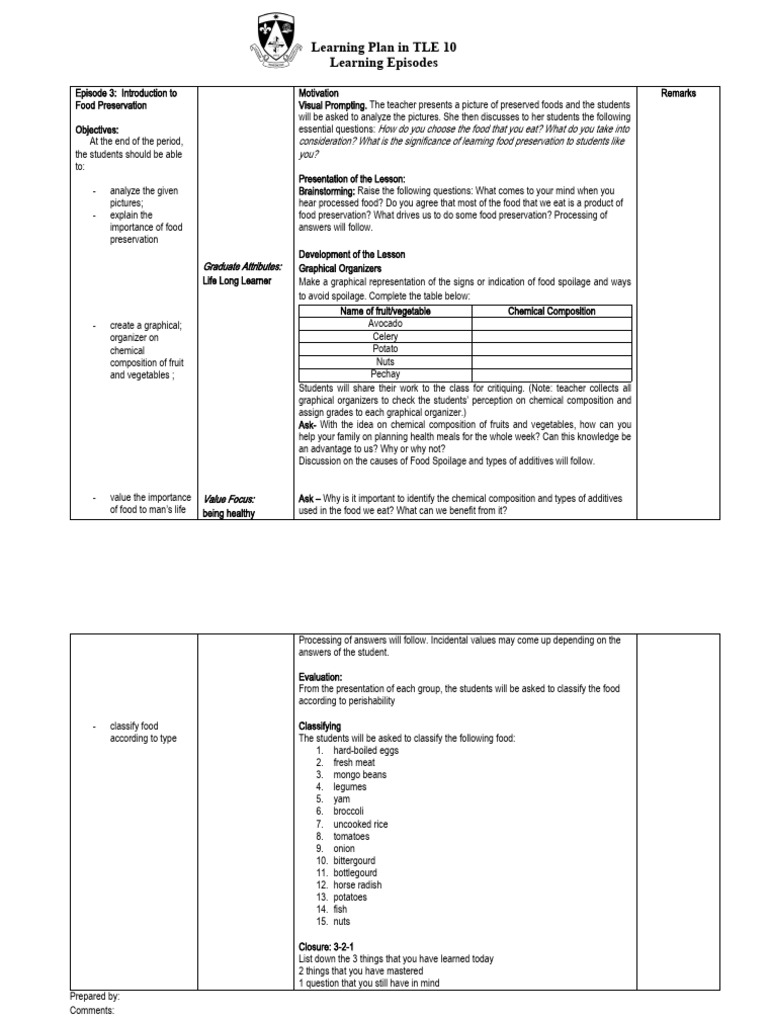 TLE10 2nd Quarter (Stage 3) Episode 3 | PDF | Foods | Vegetables