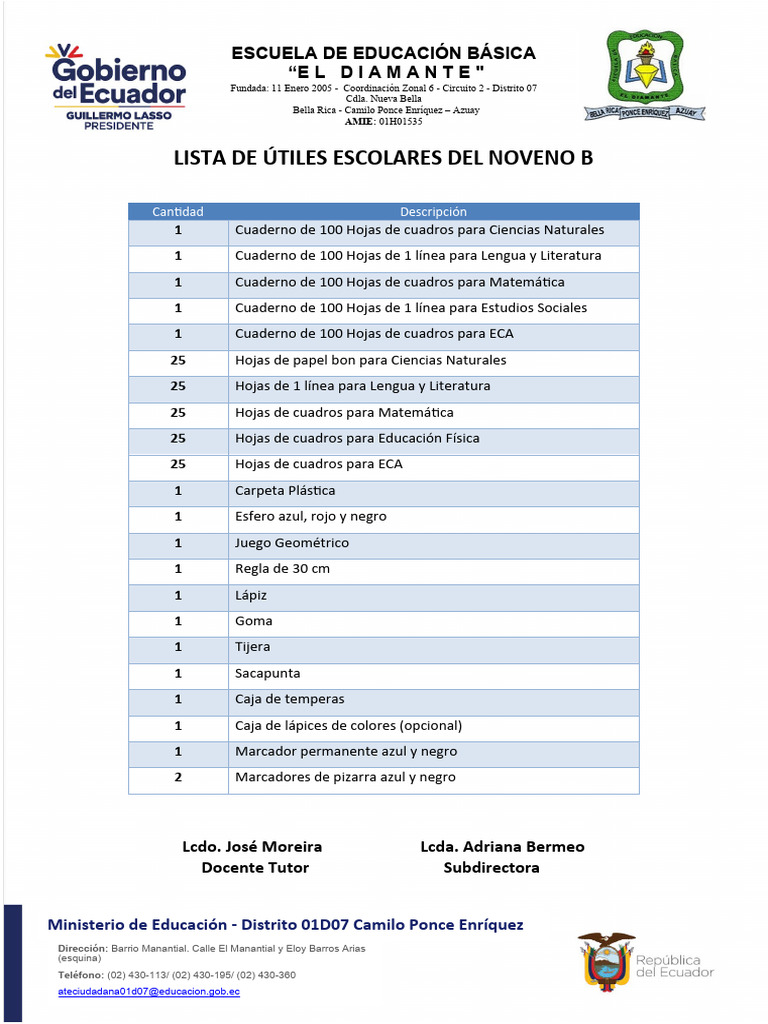 Informe - Lista de Utiles | PDF