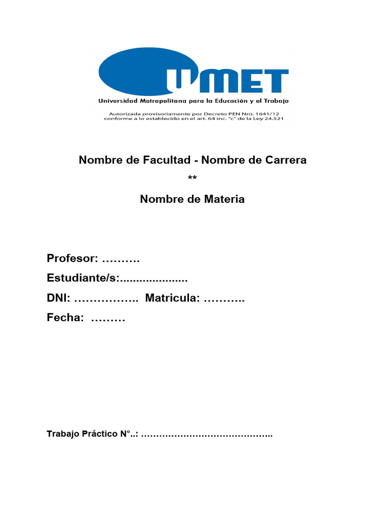 Modelo de Caratula p_ TPs | PDF