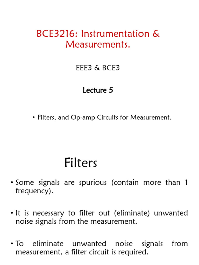 Lec 5 | PDF | Electronic Filter | Low Pass Filter