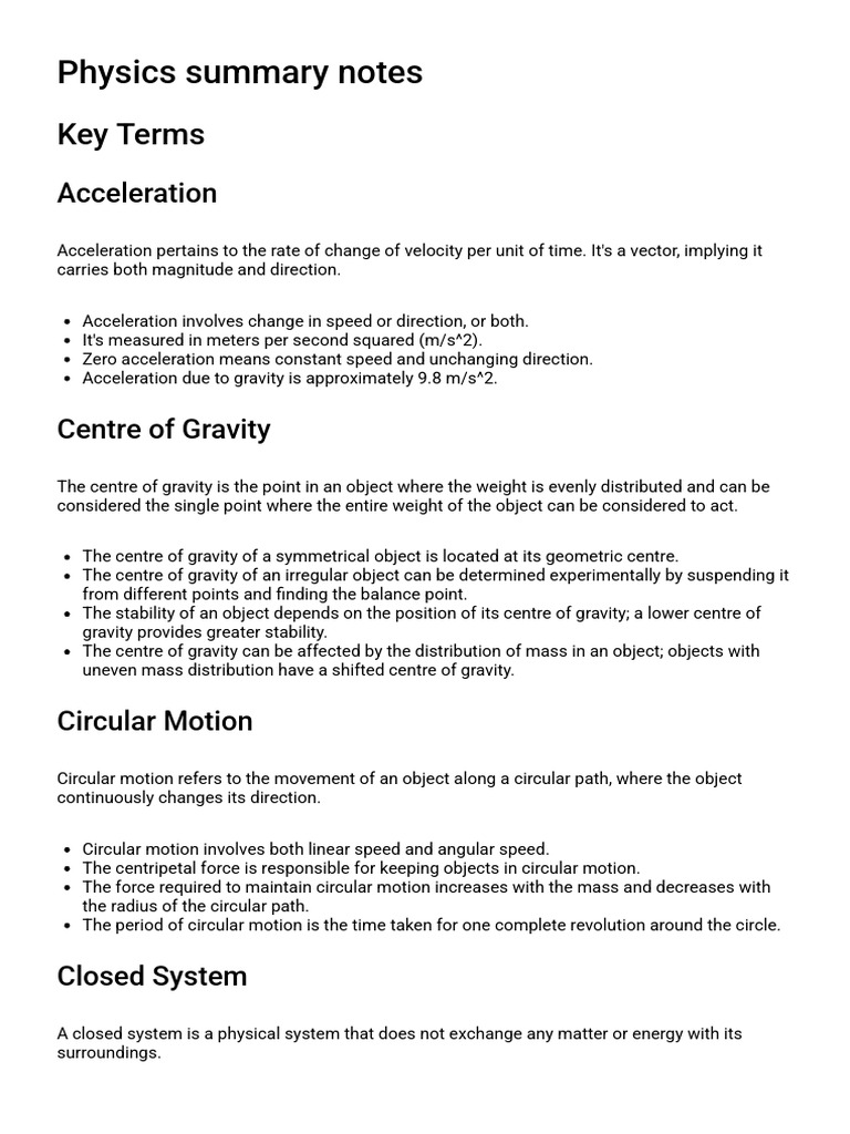 Physics20240306 StudyGuide | PDF | Force | Velocity