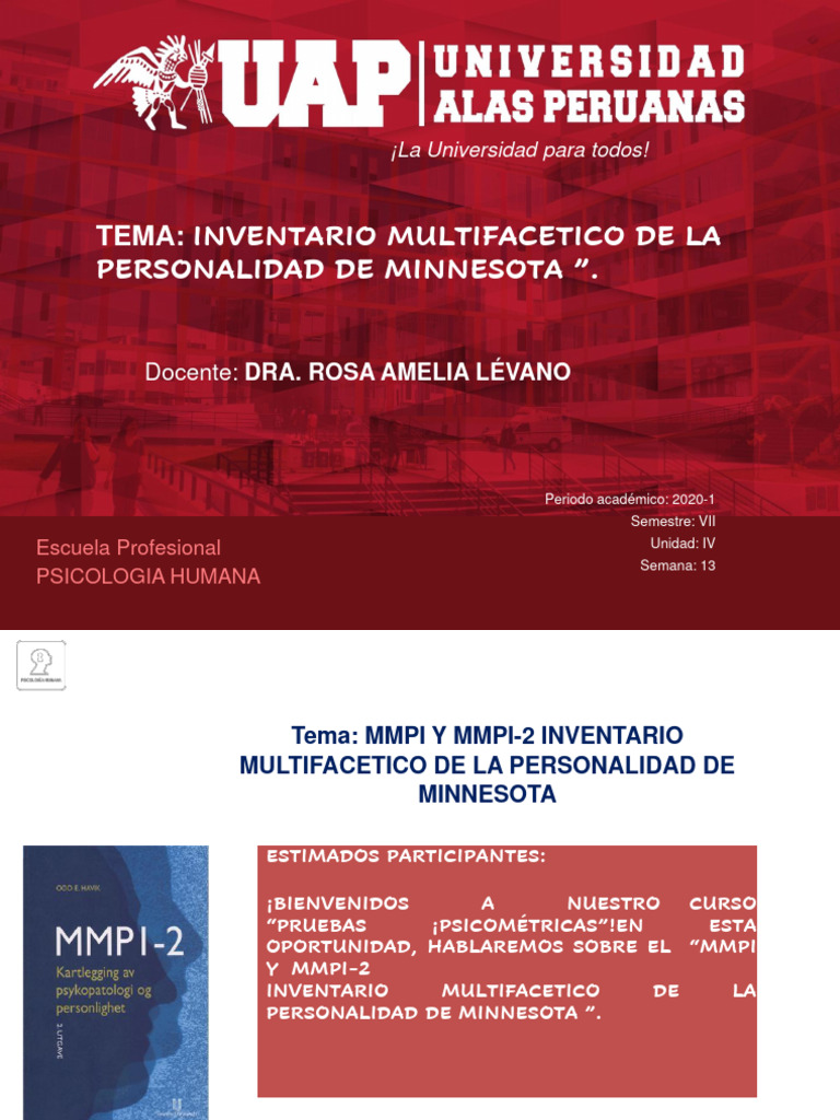 Semana 13 Inventario Multifacetico de La Personalidad de Minessota ...