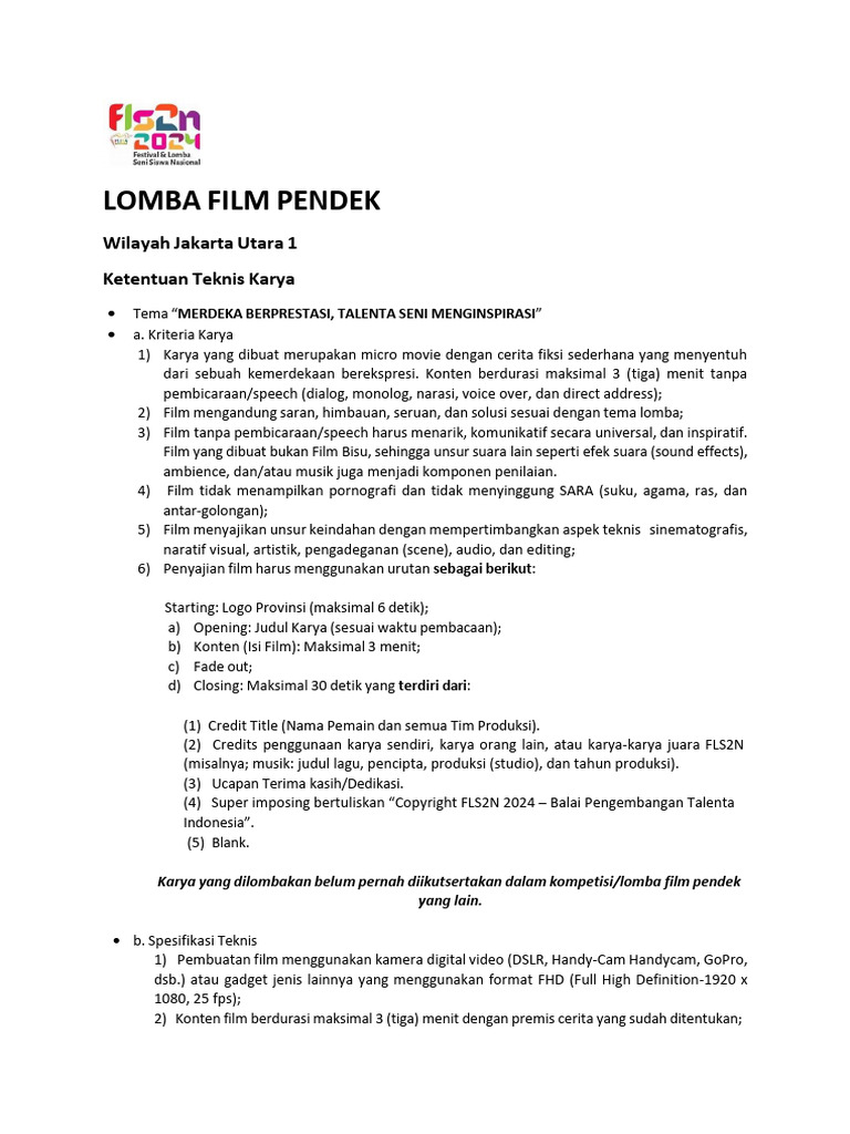 Lomba Film Pendek Fix | PDF