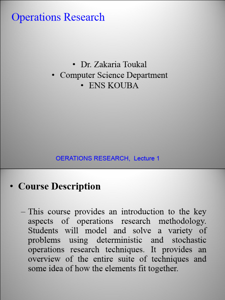 Introduction to Operations Research Techniques | PDF | Mathematical ...