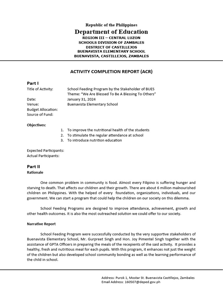 Bues Acr Feeding Program | PDF | Determinants Of Health | Hunger