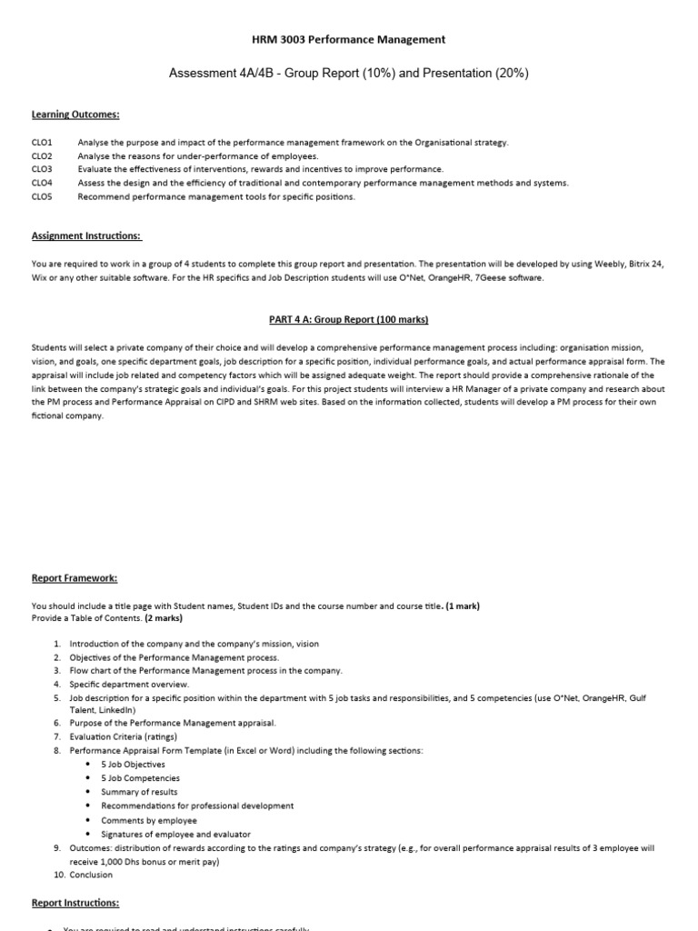 4A - 4B Group Report and Presentation | PDF | Performance Appraisal | Thought