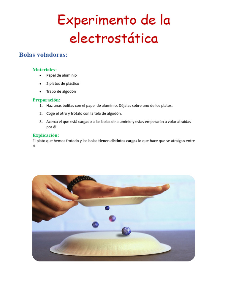 Bolas Voladoras: Experimento de Electroestática | PDF | Ciencia y ...