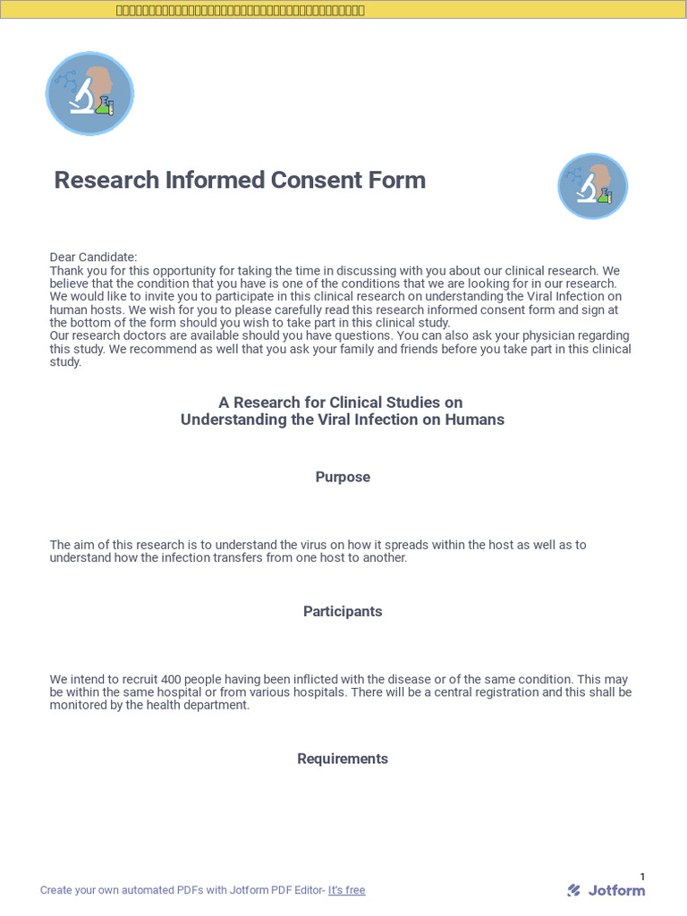 Viral Infection Study Consent Form | PDF | Informed Consent | Infection