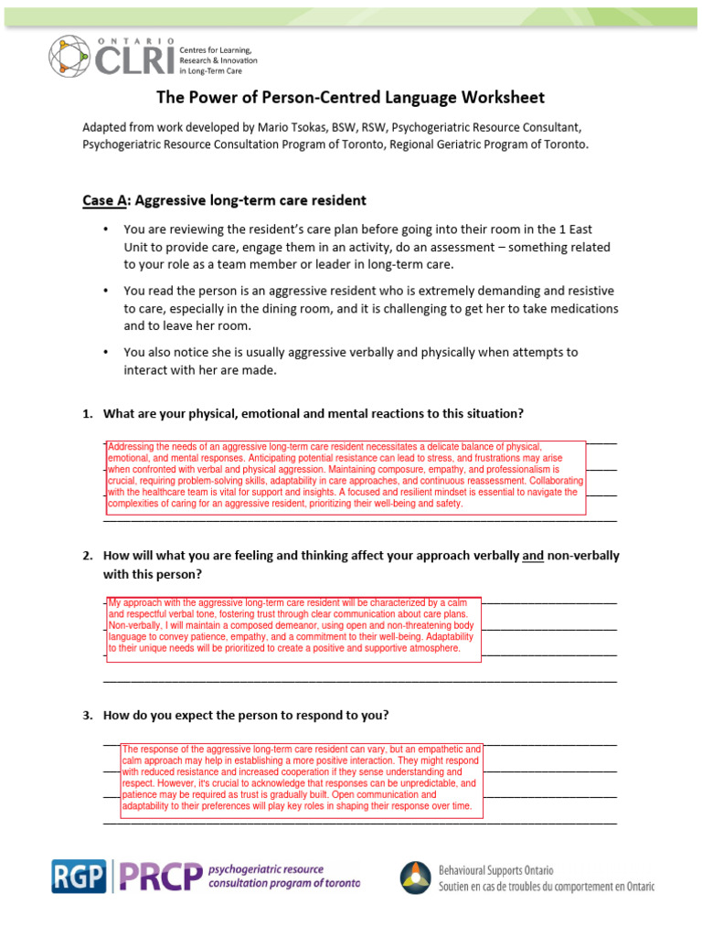 The Power of Person Centred Language Worksheet v1 | PDF | Empathy ...