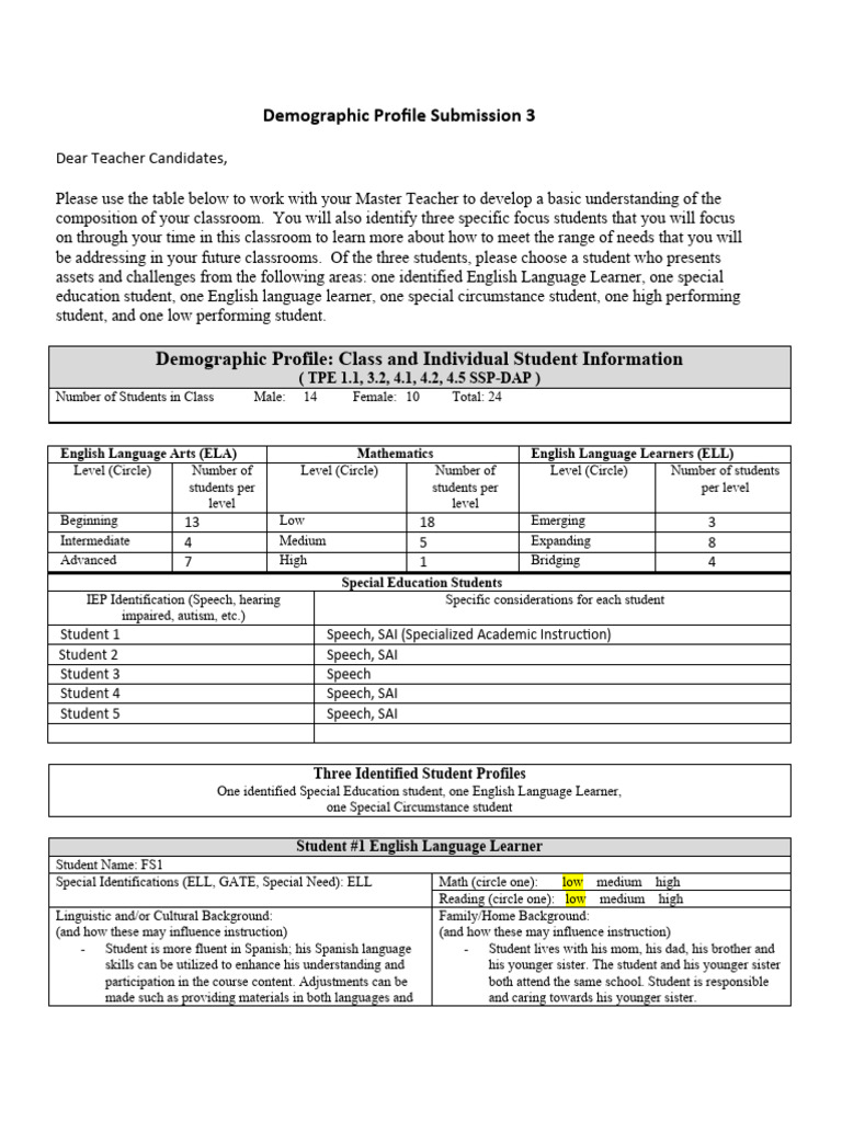 Demographic Profile Tpe 1 | PDF | Learning | Teachers