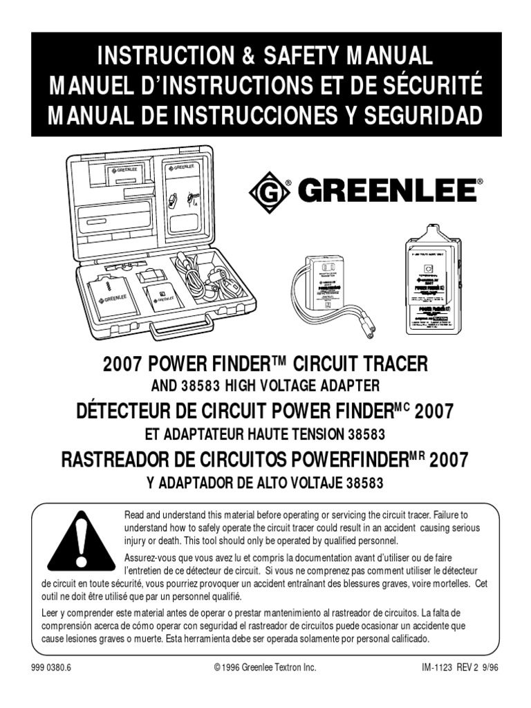 Greenlee 2007 Power Finder Circuit Tracer | PDF | Fuse (Electrical) | Alternating Current