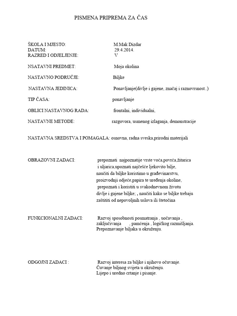 Biljke Ponavljanje-3 | PDF