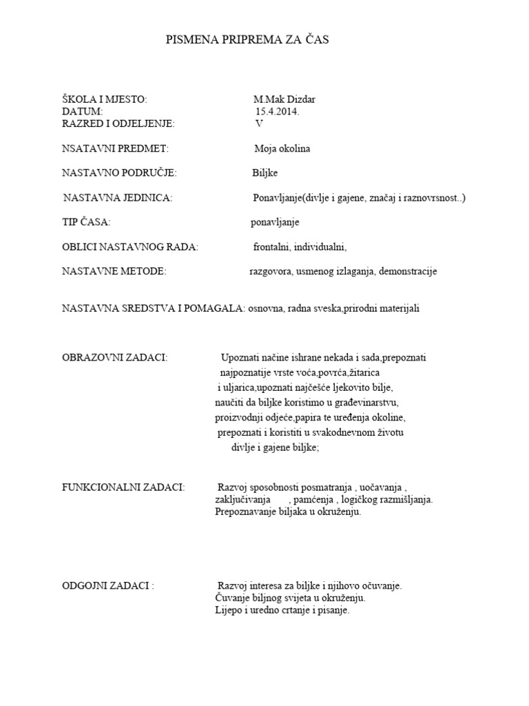 Biljke Ponavljanje-2 | PDF