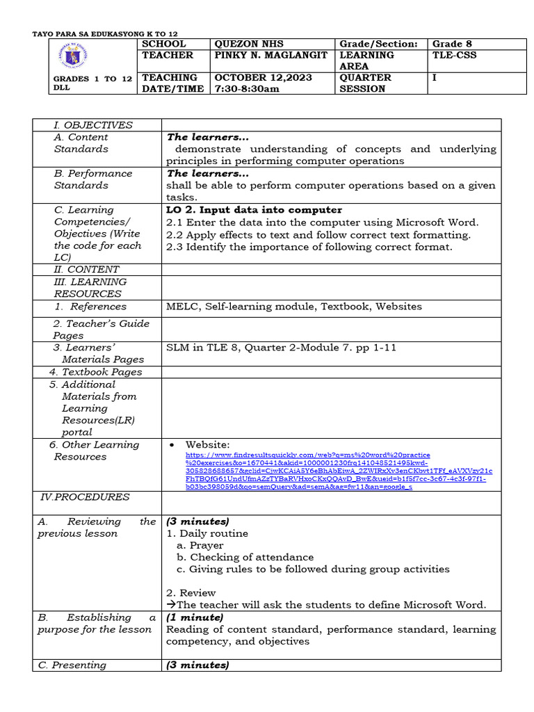 Co#1 CSS | PDF | Microsoft Word | Learning