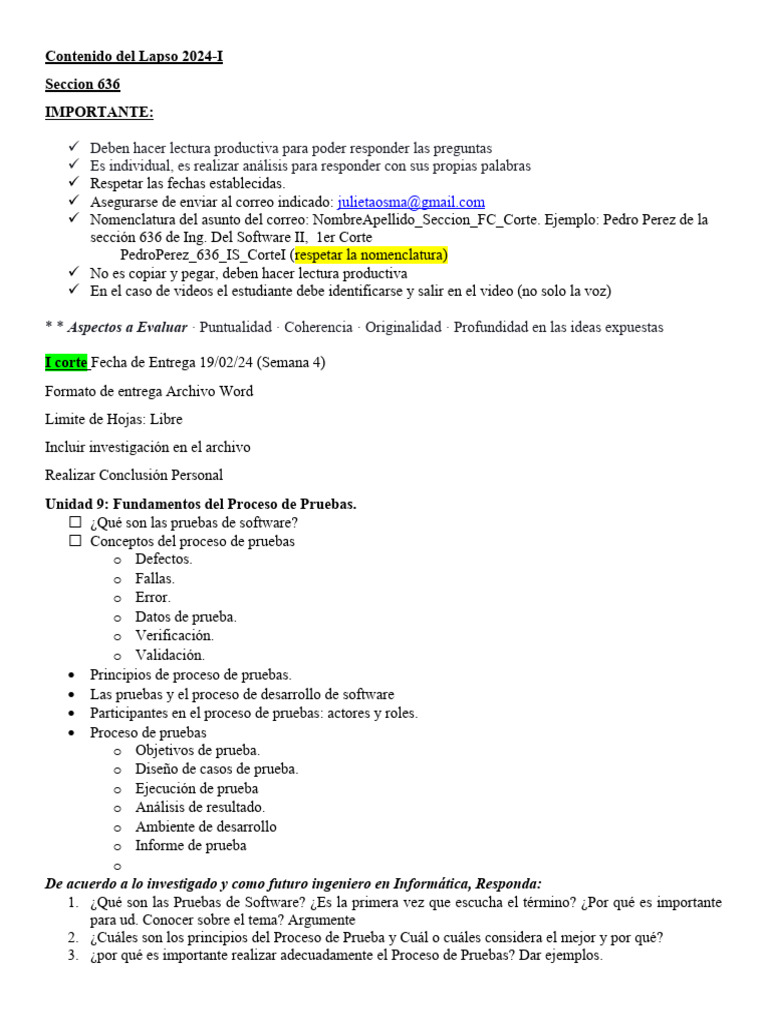 Ing Del Software II Lapso 2024-I Seccion 636 | PDF | Software | Archivo de computadora