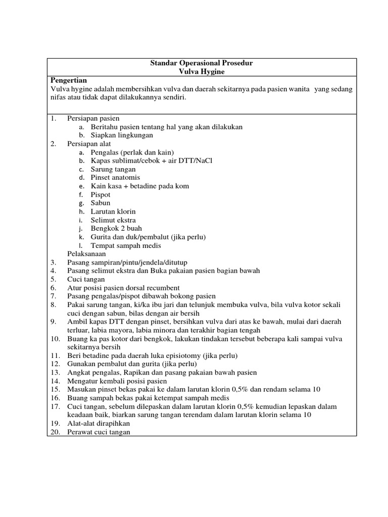 SOP Vulva Hygiene | PDF