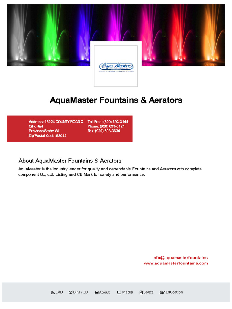 AquaMaster Fountains & Aerators Overview | PDF