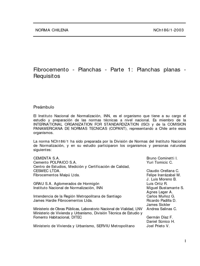 NCh0186-1-03 Fibrocemento - Planchas | Descargar gratis PDF | Revestimiento | Tolerancia de ...