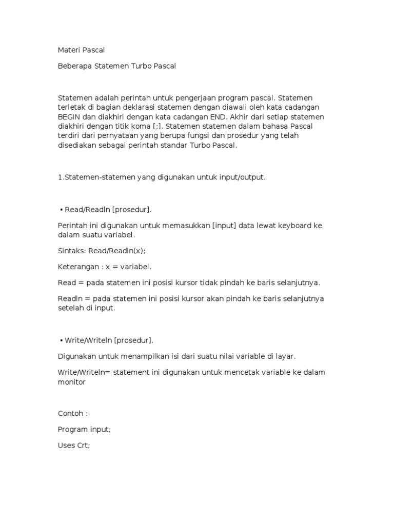 Materi Pascal | PDF