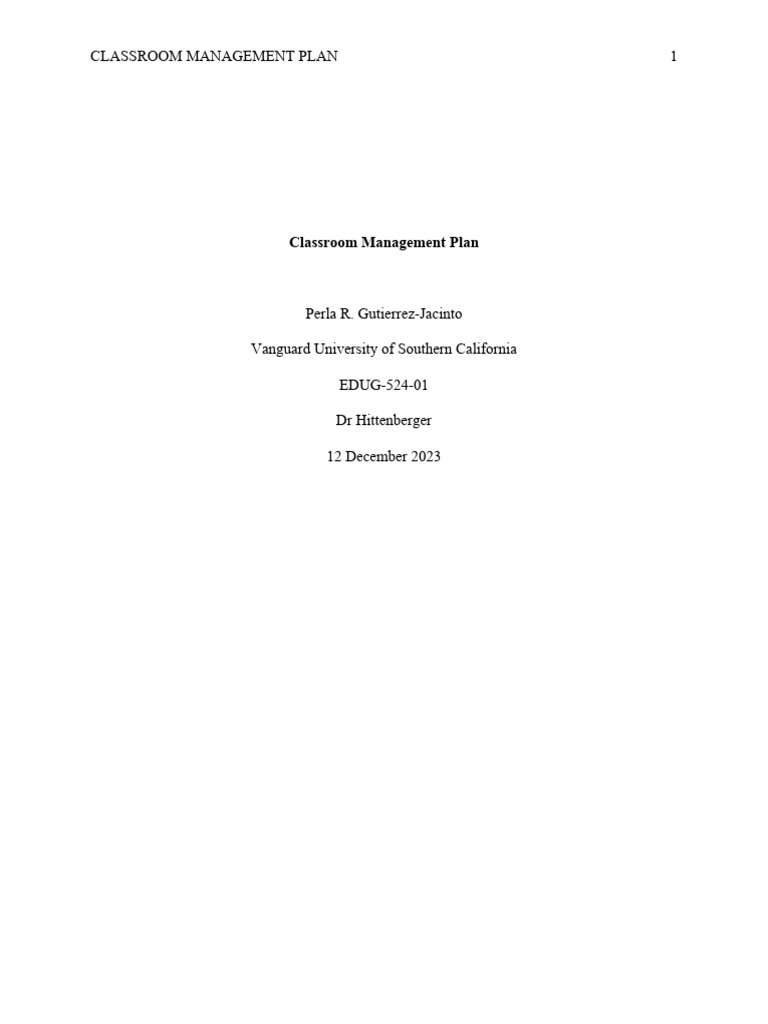 Apa Classroom Management Plan | PDF | Classroom Management | Learning