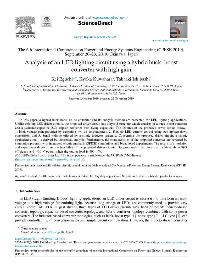 Analysis of An LED Lighting Circuit Using A Hybrid Buck-Boost Converter With High Gain | PDF ...