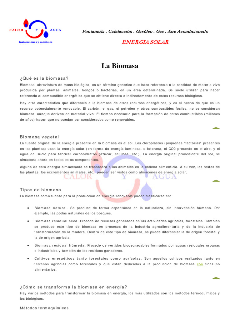 La Energía de La Biomasa | PDF | Biomasa | Bioenergía