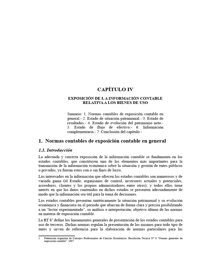 Capítulo Iv Exposición de L A Información Contable Relativa A Los Bienes de Uso | PDF ...