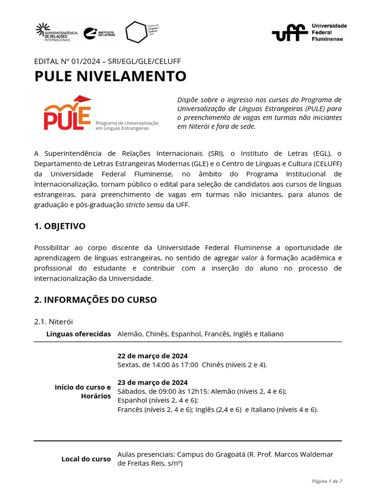 Edital 012024 - PULE Nivelamento | PDF