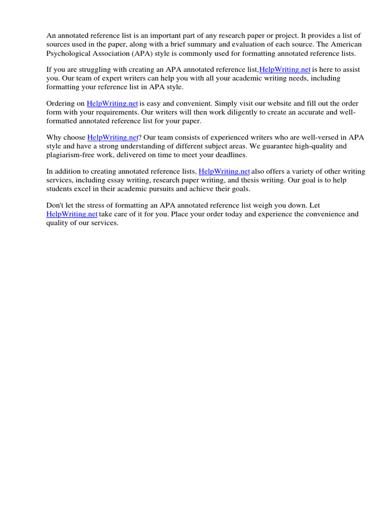 Apa Annotated Reference List | PDF | Citation | Apa Style