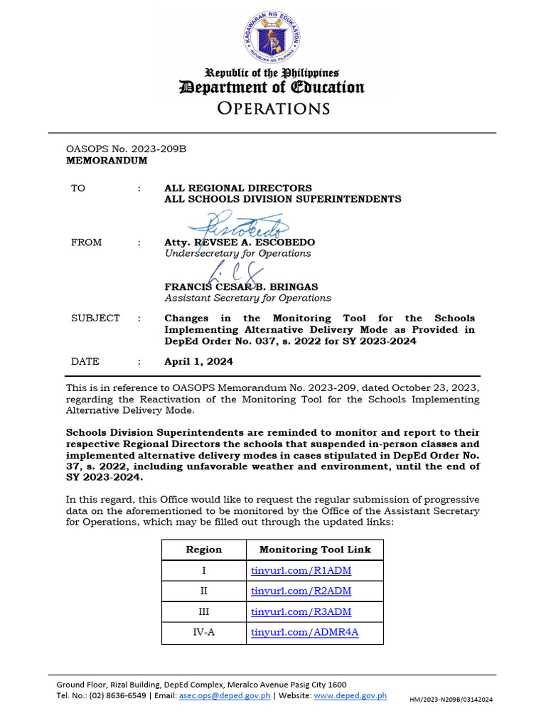 Undersecretary For Operations | PDF