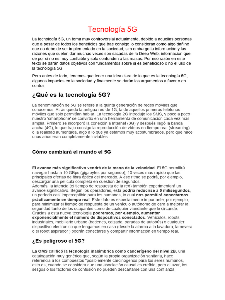 Tecnología 5G | PDF | Telefonía móvil | Radio