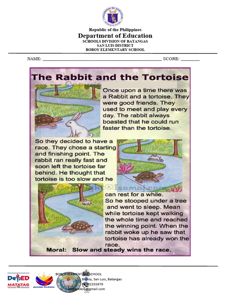 Reading - English - The Rabbit and The Tortoise | PDF