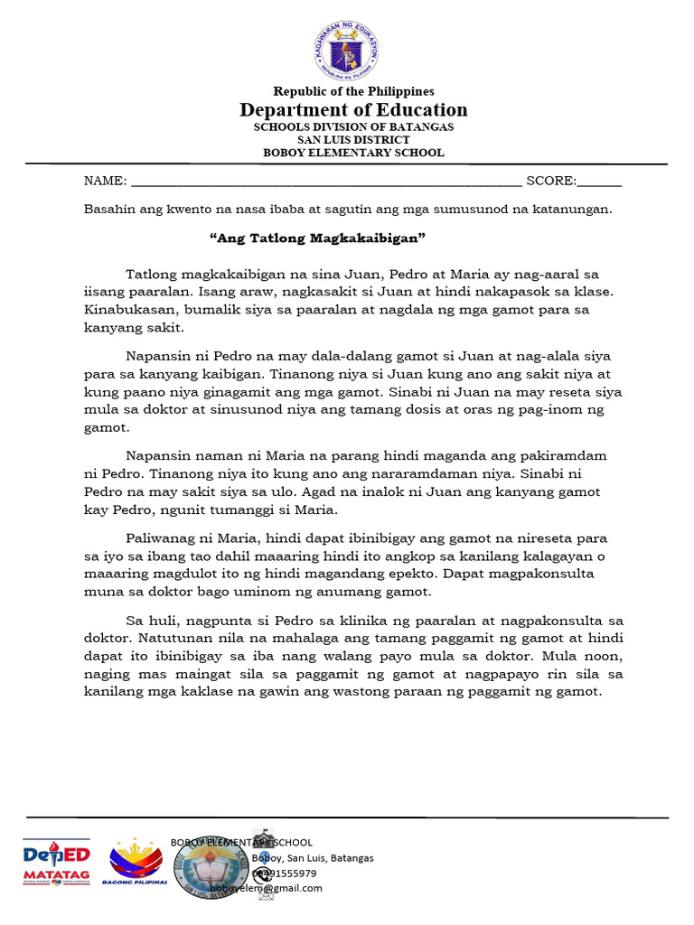 Peace - Ang Tatlong Magkakaibigan | PDF