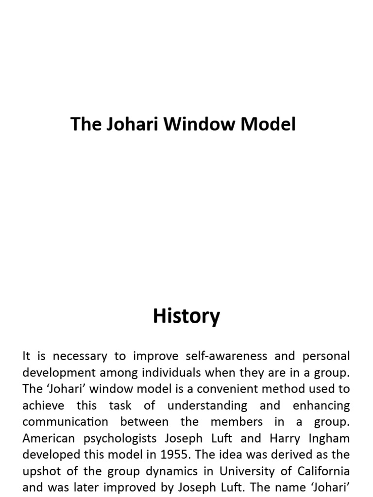 The Johari Window Model | Download Free PDF | Information | Feeling