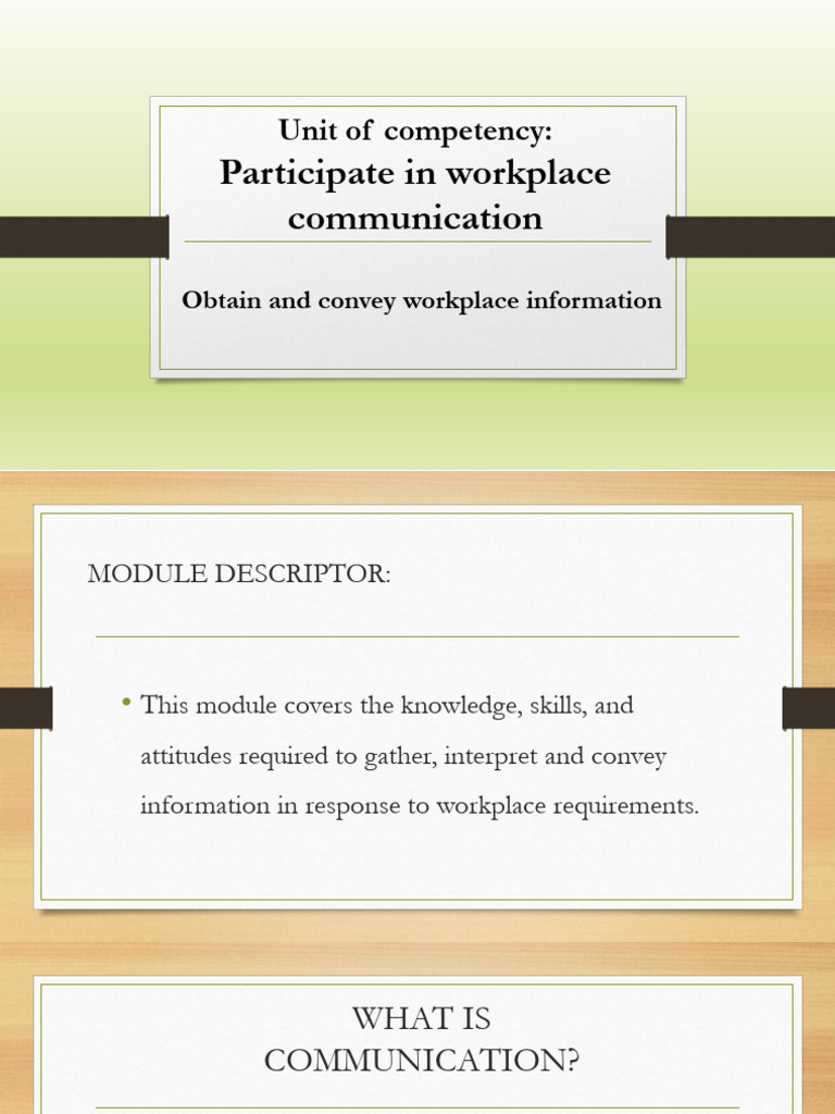 Obtain and Convey Workplace Information | PDF | Communication ...