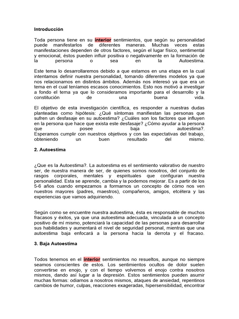 AUTOESTIMA | PDF | Autoestima | Narcisismo
