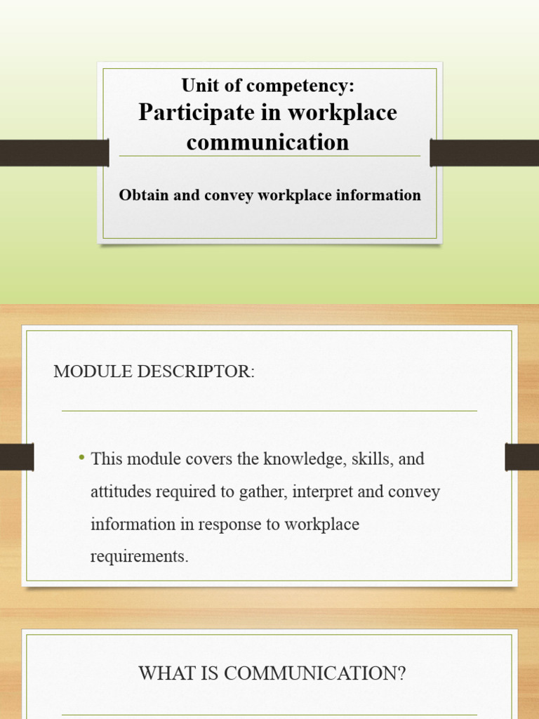 Obtain and Convey Workplace Information | PDF | Communication ...